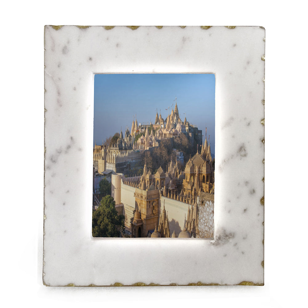White Marble Photo Frame with Gold Trim – Halo Home