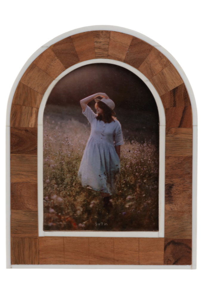 Natural/Ivory Wood Inlay Arch Photo Frame – Halo Home